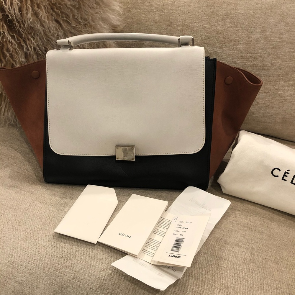 100% Authentic Celine Trapeze Leather Shoulder Bag - Gem